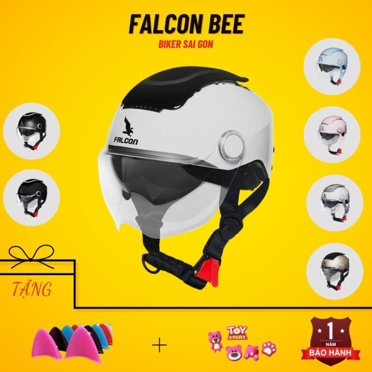 Nón Bảo Hiểm Nửa Đầu 2 Kính Falcon Bee - Biker Sài Gòn