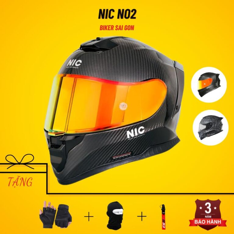 Nón Bảo Hiểm Fullface Carbon NIC N02 l Bikersaigon Shop
